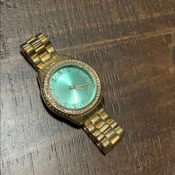 Target | Accessories | Gold With Turquoise Face Watch | Poshmark